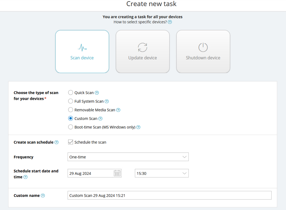 Configuring and Running Custom Scans