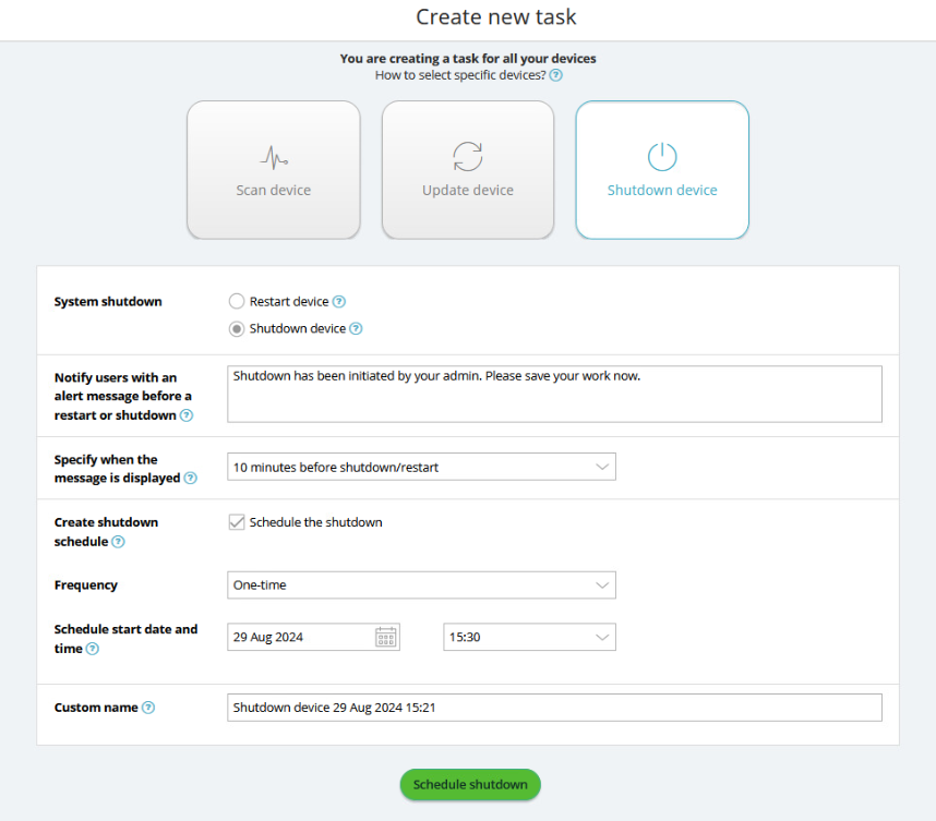 Shutting Down and Restarting Devices